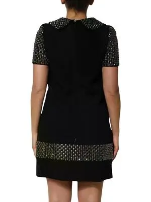 Dolce & Gabbana Embellished Peter Pan Collar Mini Dress - Black