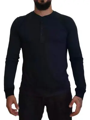 Dolce & Gabbana Henley-neck Long-sleeve Polo Shirt - Blue
