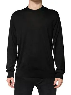 Dolce & Gabbana Crew Neck Silk Sweater - Black