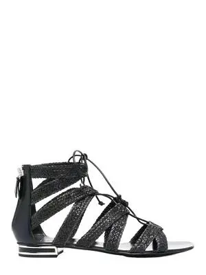 Casadei Spartan Woven Gladiator Sandals - Black
