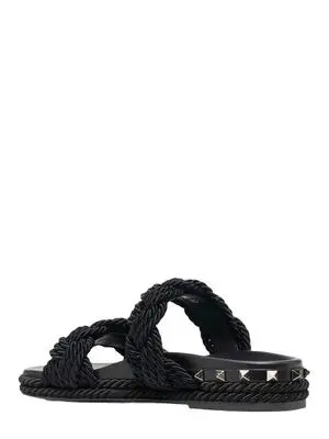 Valentino Garavani Rockstud Rope Sandals - Black