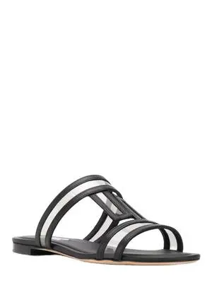 TOD'S Flat Leather Sandals - Black