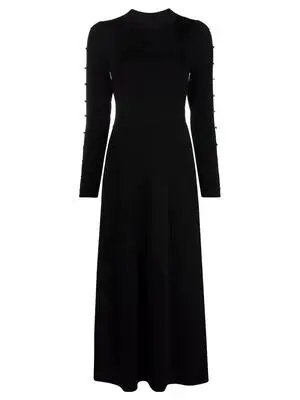 Sandro Silvia Button-sleeve Long Dress - Black
