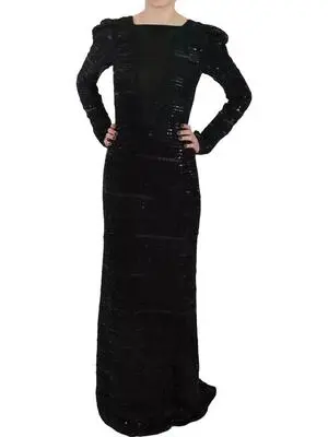 John Richmond Sequin Embellished Boat-neck Maxi Dress - Black