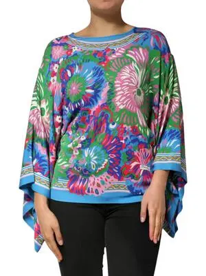 Dolce & Gabbana Floral Print Silk Top - Blue