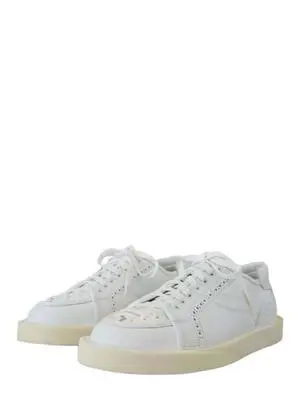 Dolce & Gabbana Perforated Leather Lace-up Sneakers - White