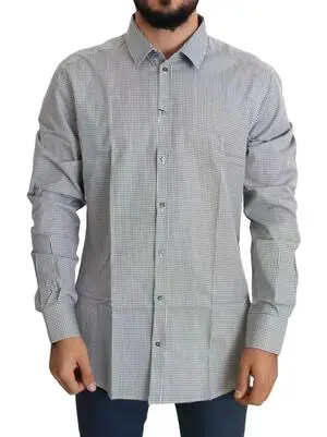 Dolce & Gabbana Gold Gingham-check Shirt - Grey