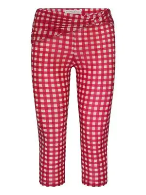 FRAME Casino Capri Gingham Cropped Trousers - Red