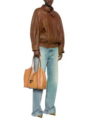 TOD'S T Timeless Leather Tote Bag - Brown