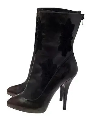 Dolce & Gabbana Lace Detail Calf Leather Ankle Boots - Brown
