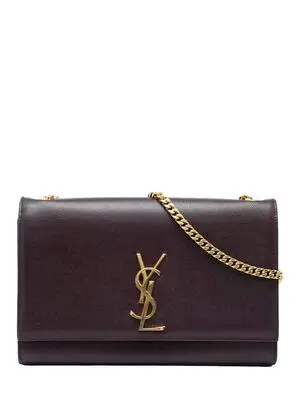 Saint Laurent Medium Grain De Poudre Monogram Kate Crossbody Bag - Red