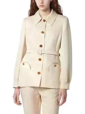 BLAZÉ MILANO Single-breasted Blazer With Waist Belt - Neutrals