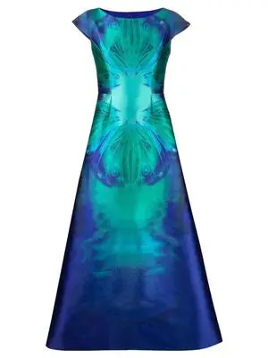 Alberta Ferretti Butterfly Print A-line Gown - Blue