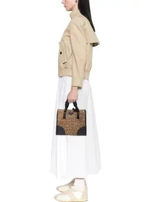Prada Vitello Tweed Flat Handbag - Brown
