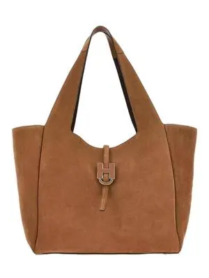 Hogan Suede Shopping Bag With H Pendant - Brown