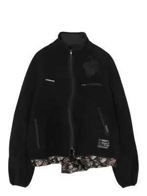 Undercover Fleece Heart Patch Zip-up Jacket - Black