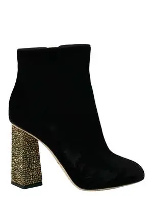 Dolce & Gabbana Velvet Studded Ankle Boots - Black