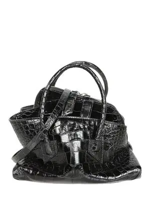 Attico Mini La Passeggiata Croc-effect Handbag - Black