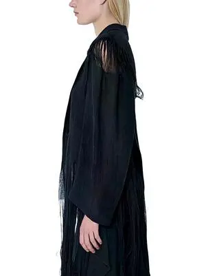 Yohji Yamamoto Frayed Linen Single-breasted Blazer - Black