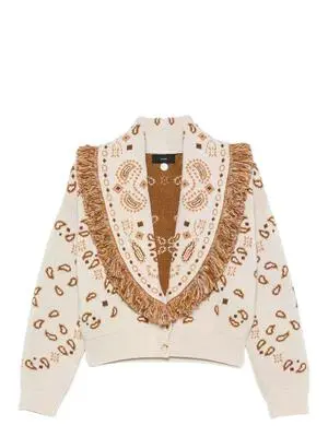 Alanui Paisley Pattern Fringed Jacket - Neutrals