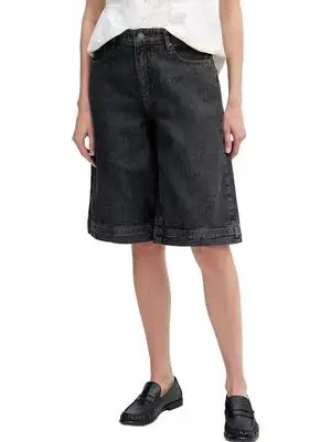 HOSS INTROPIA Wide-leg Denim Shorts - Grey