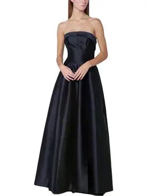 Alberta Ferretti Strapless Pleated Maxi Dress - Blue
