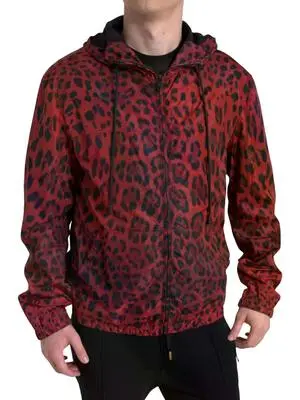 Dolce & Gabbana Leopard Print Hooded Jacket - Red