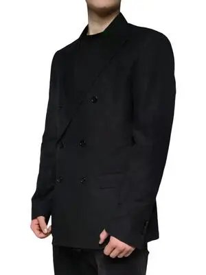 Dolce & Gabbana Double-breasted Linen Blazer - Black