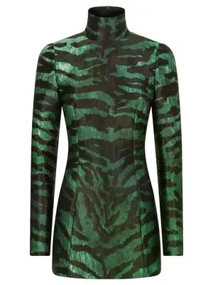 DOLCE & GABBANA Dolce & Gabbana Tiger Print Long Sleeve Jacquard Dress