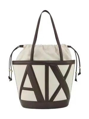 Emporio Armani Embossed Logo Drawstring Bucket Bag - Neutrals