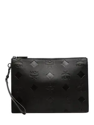 Mcm Monogram Clutch Bag - Black