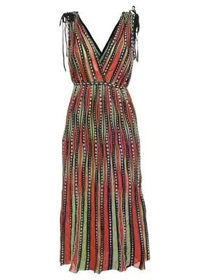 Missoni V-neck Sleeveless Knit Midi Dress - Orange