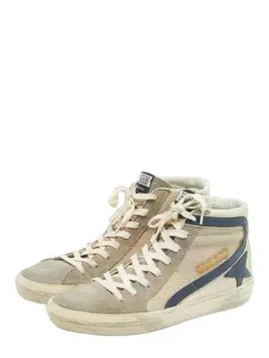 GOLDEN GOOSE Slide Distressed High-top Sneakers - Neutrals