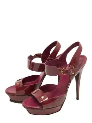 Saint Laurent Ankle-strap Platform Sandals - Red