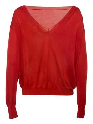 Valentino Garavani Vlogo Fine Knit Boat Neck Sweater - Red