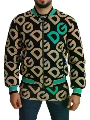 Dolce & Gabbana Dolce & Gabbana Logo-Print Knit Bomber Jacket Black