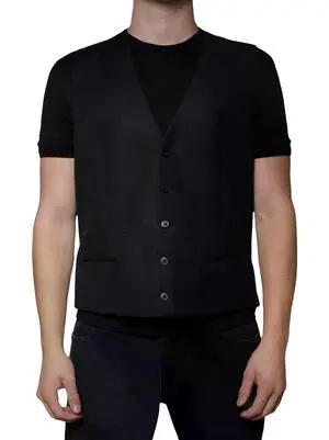 Dolce & Gabbana Textured Pattern V-neck Waistcoat - Black