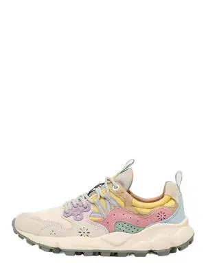 FLOWER MOUNTAIN Calf Suede Panel Sneakers - Neutrals