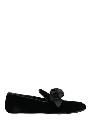 Dolce & Gabbana Rose Detail Velvet Loafers - Black