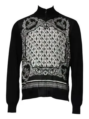 Dolce & Gabbana Bandana Print Zip-up Sweater - Black
