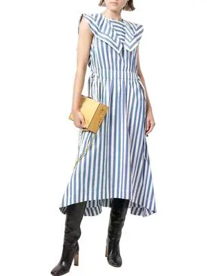 3.1 Phillip Lim Striped Asymmetric Midi Dress - Blue