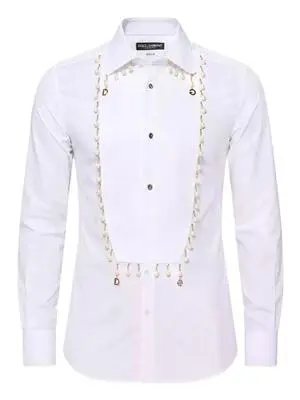 Dolce & Gabbana Pearl-embellished Dg Logo Shirt - White