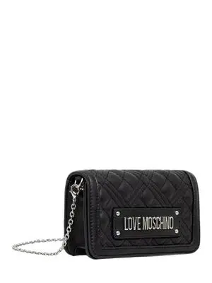 Moschino Quilted Crossbody Bag With Chain Strap - Black