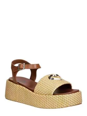 Moschino Platform Sandals With Heart Plaque - Neutrals