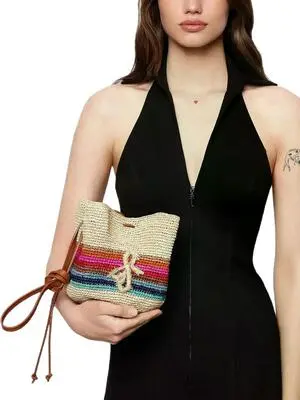 Ruslan Baginskiy Striped Straw Pouch Bag - Neutrals