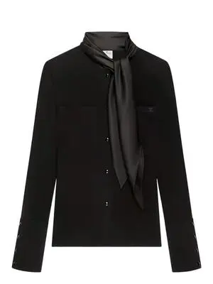 COURREGES Satin-scarf Jersey Shirt - Black