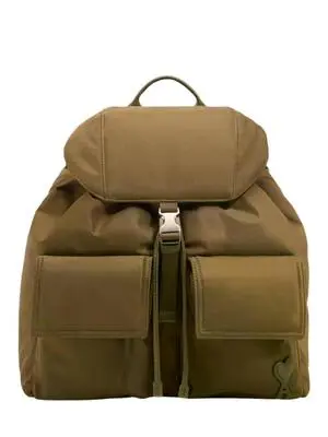 AMI Paris Nylon Marcel Flap Backpack - Green