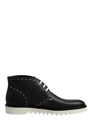 Dolce & Gabbana Stitch Detail Lug Sole Ankle Boots - Black