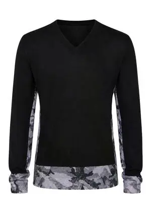 Dolce & Gabbana Camouflage Panel V-neck Sweater - Black
