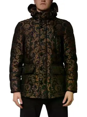 Dolce & Gabbana Floral Jacquard Quilted Hooded Jacket - Black